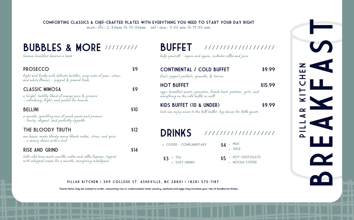 Food + Drink Menus at Pillar - an Asheville Rooftop Bar